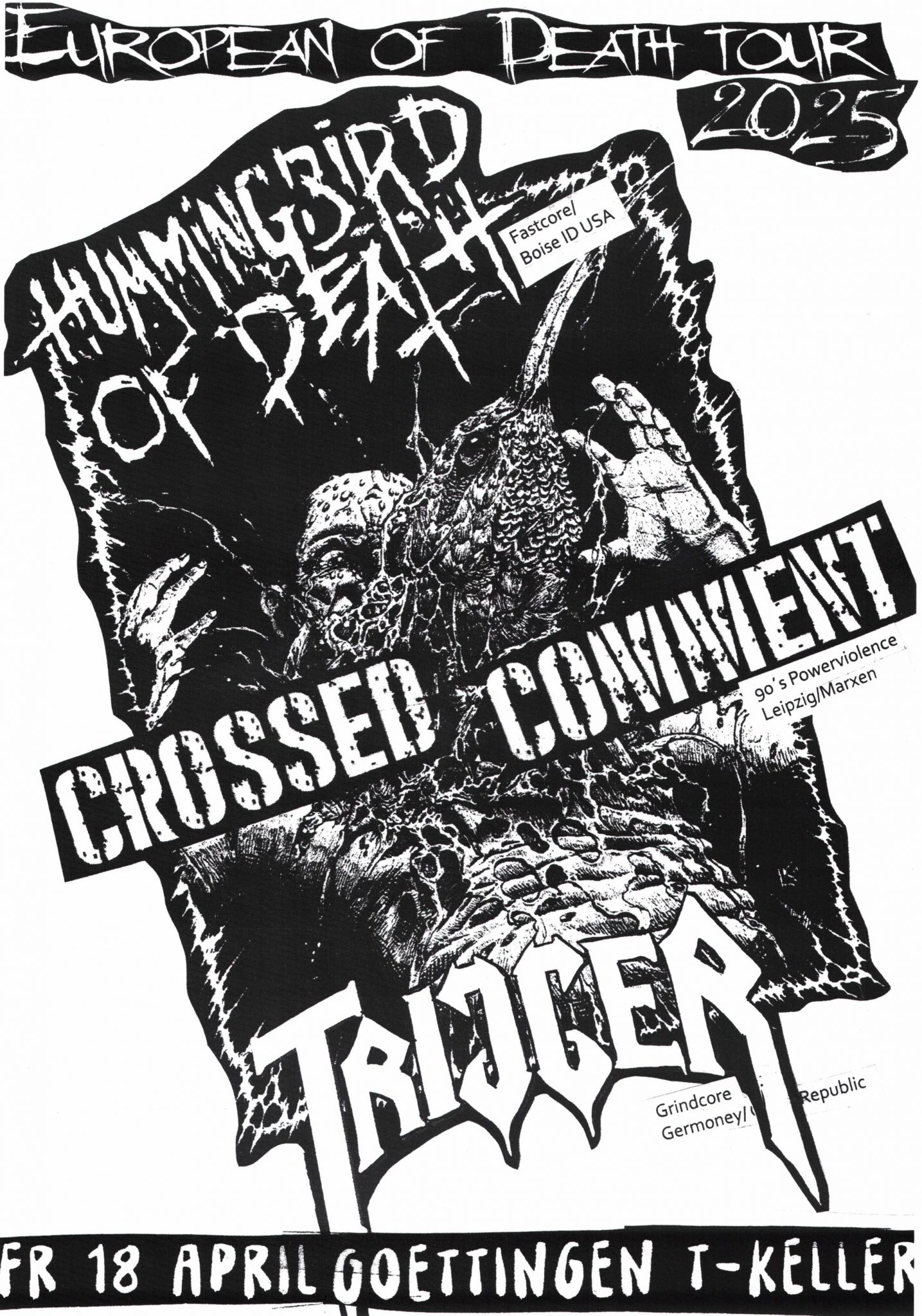18.04.2025: Konzert mit Hummingbird Of Death, Crossed Comment und ...